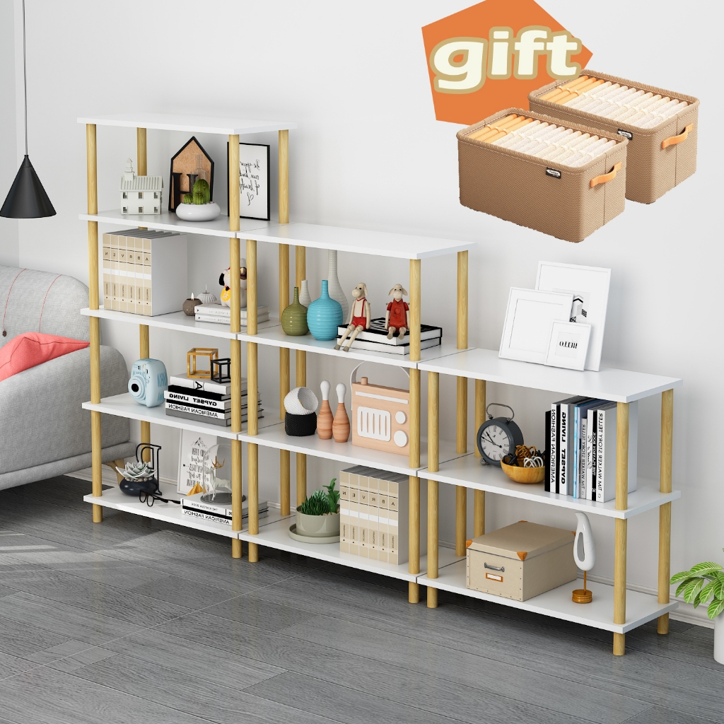 【Fast delivery】3/4/5/6 Layer Storage Rack Shelf Standing Solid Wood ...