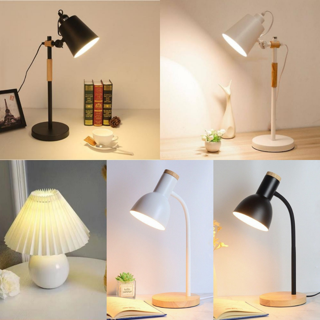 【COD】Desk lamp Nordic Solid Wood LED study Table Lamp,Bedside Eye ...
