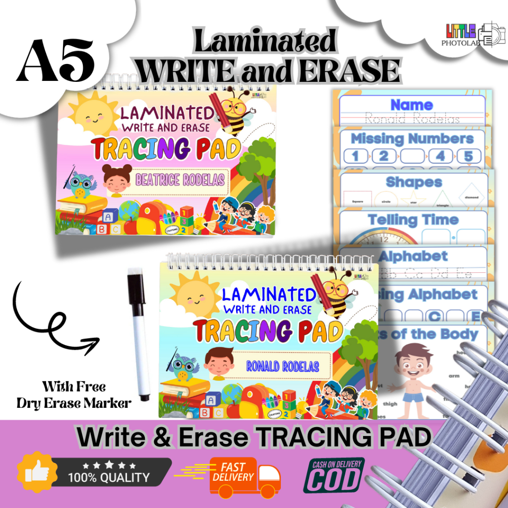 Laminated WRITE and ERASE TRACING | Toddlers Kindergarten SchoolAge ...