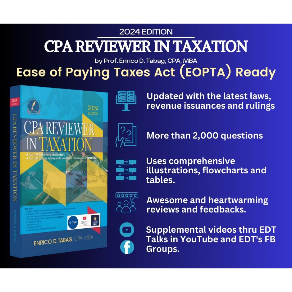 CPA Reviewer in Taxation - 2024 Edition By Enrico Tabag | Shopee Philippines