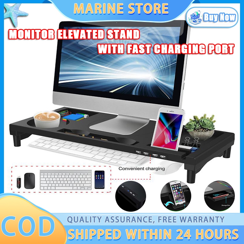 Monitor Booster Stand Monitor Stand With Drawer USB Charging Port ...