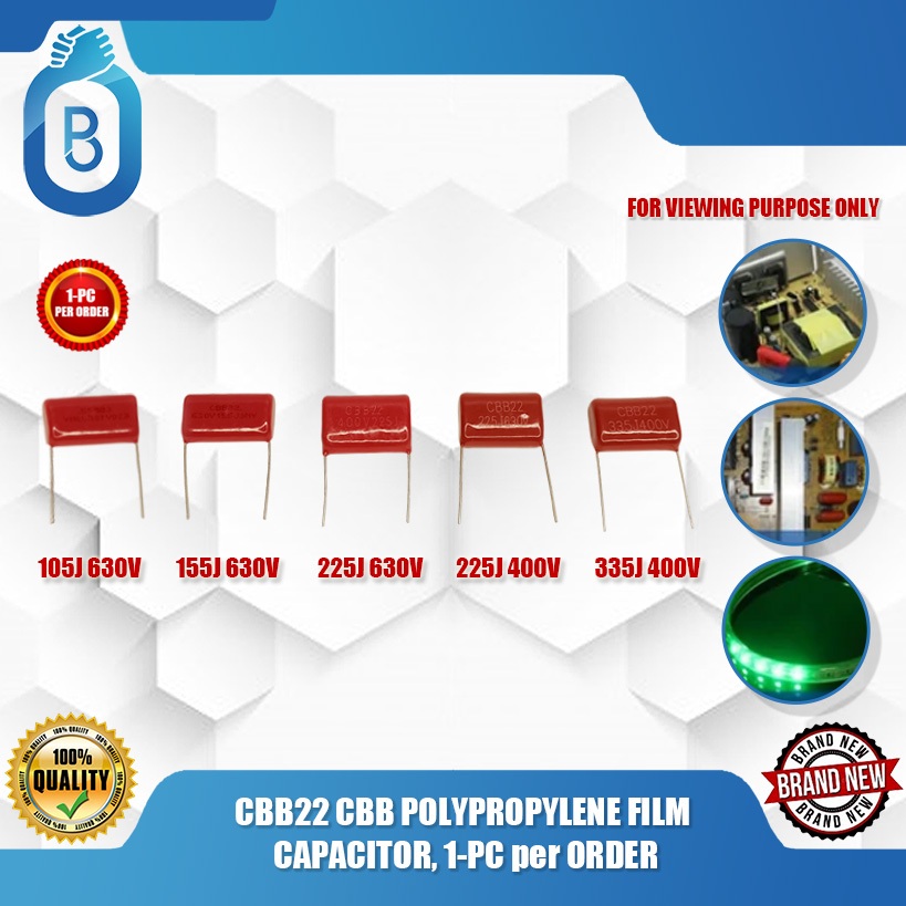 CBB22 CBB POLYPROPYLENE FILM CAPACITOR, 1-PC per ORDER | Shopee Philippines