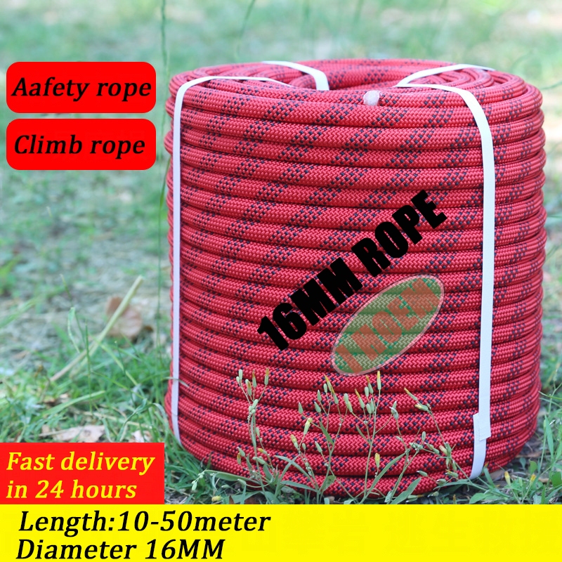 （STOCK) Diameter16mm Red rope length 10m-50m climbing rope/static rope ...