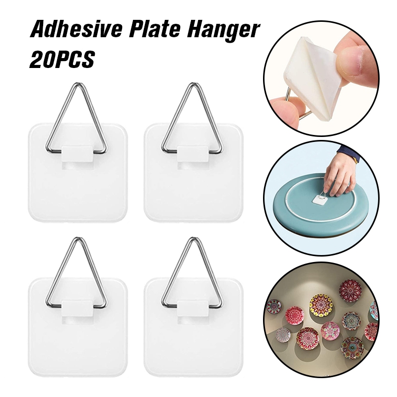 20pcs Invisible Adhesive Plate Hanger Hanging Hooks for Decorative ...