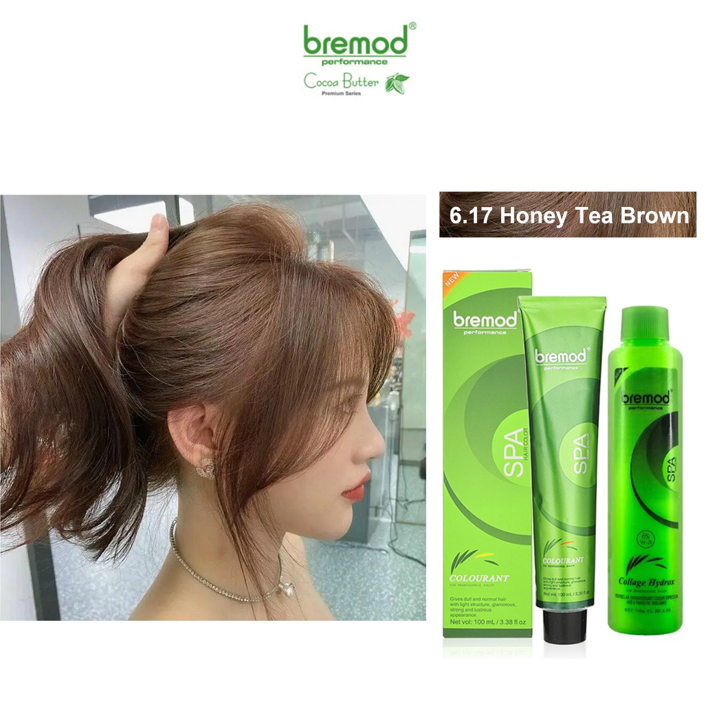 Bremod Performance Honey Tea Brown 6.17 Color Hair Dye With Oxidizing ...