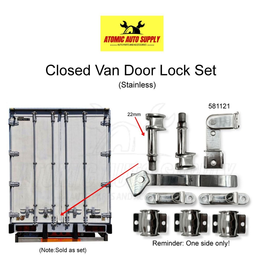 CLOSED VAN DOOR LOCK SET STAINLESS (IMPORTED) - 581121 (22MM) - SOLD ...