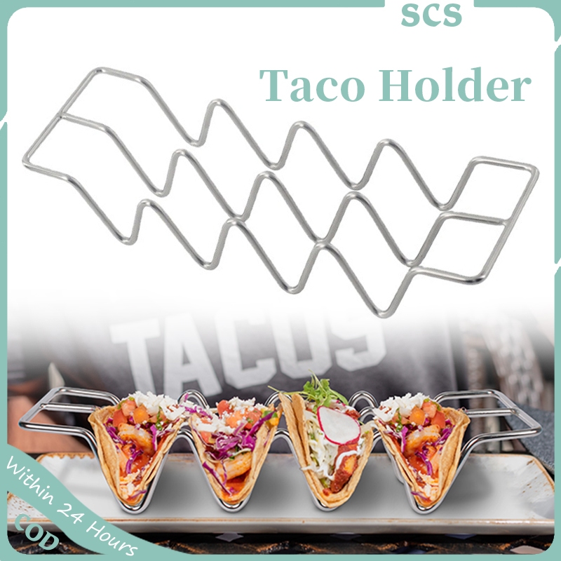 Taco Holders Stainless Steel Taco Shell Holder Stand,Taco Tray Holds 4 ...