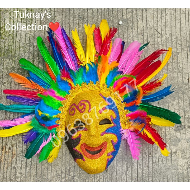 Colorful Mask with colorful feathers for MASKARA FESTIVAL | Shopee ...
