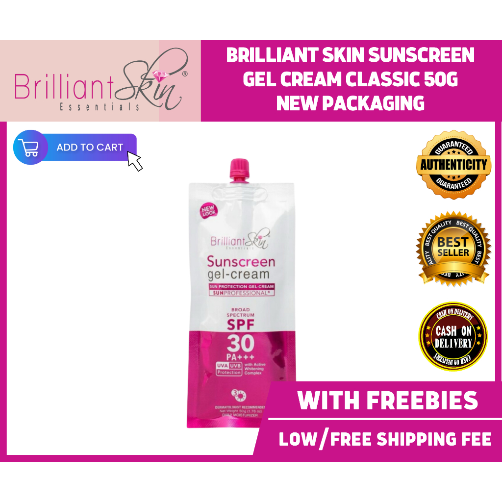 BRILLIANT SKIN SUNSCREEN GEL CREAM CLASSIC 50G NEW PACKAGING | Shopee ...