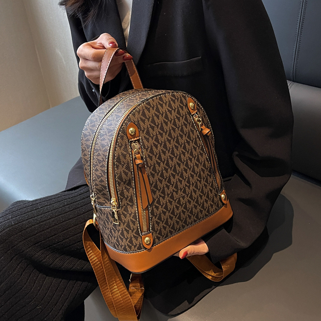 Fashionable and versatile printed letter backpack, trendy multi ...
