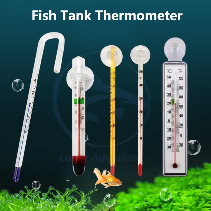 Aquarium Glass Thermometer with suction cup Fishbowl floating meter thermometer | Shopee Philippines