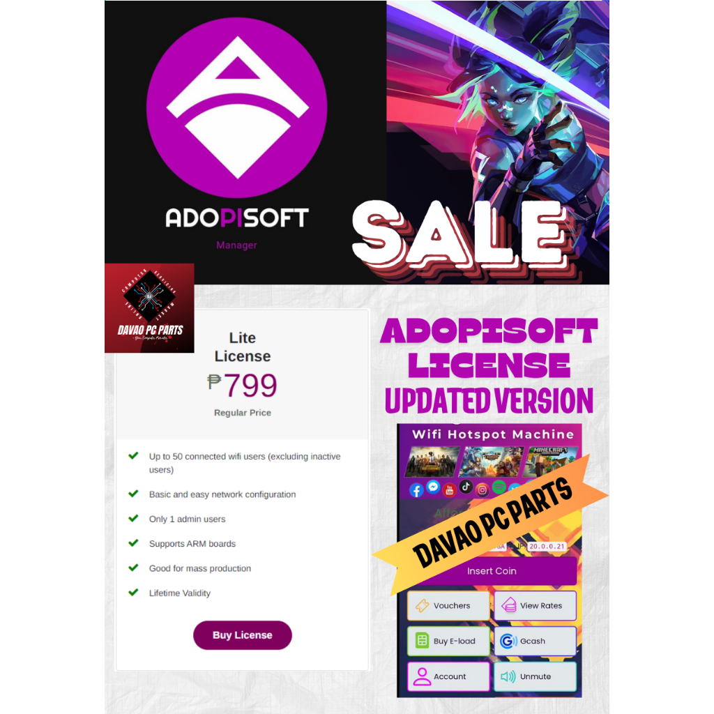 ADOPISOFT LICENSE FOR VENDO WIFI MACHINE | Shopee Philippines