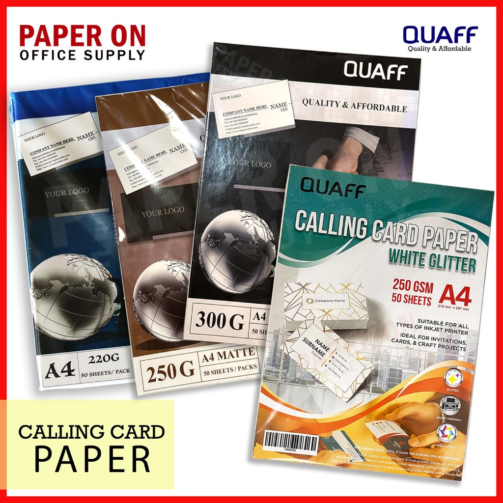 QUAFF Calling Card paper Matte A4(220g/250g/300g) White Glitter 250g(50 ...