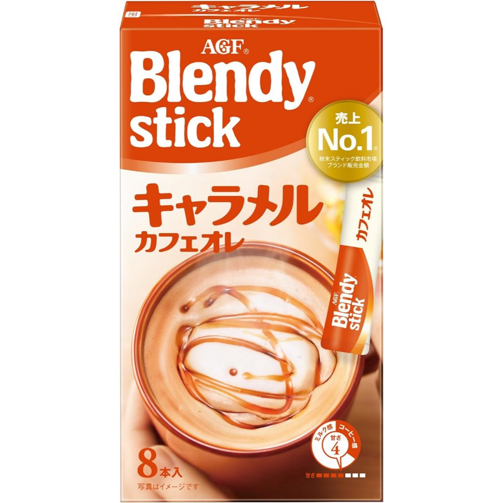 AGF Blended Stick Caramel Cafe au Lait 8 sticks x 1 box Stick coffee ...
