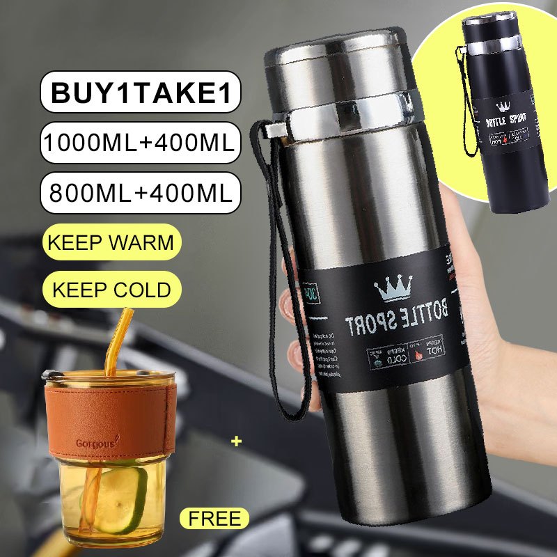 Buy 1 Take 1 1000ml 800ml Tumbler Hot And Cold Double Wall Vacuum Flask Stainless Steel Water ...