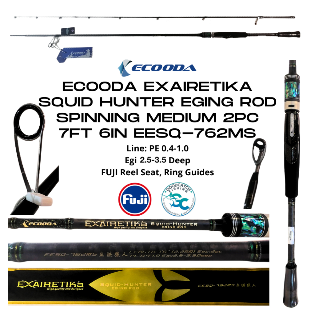 Ecooda Exairetika Squid Hunter Eging Rod Spinning Medium 2pc 7ft 6in ...