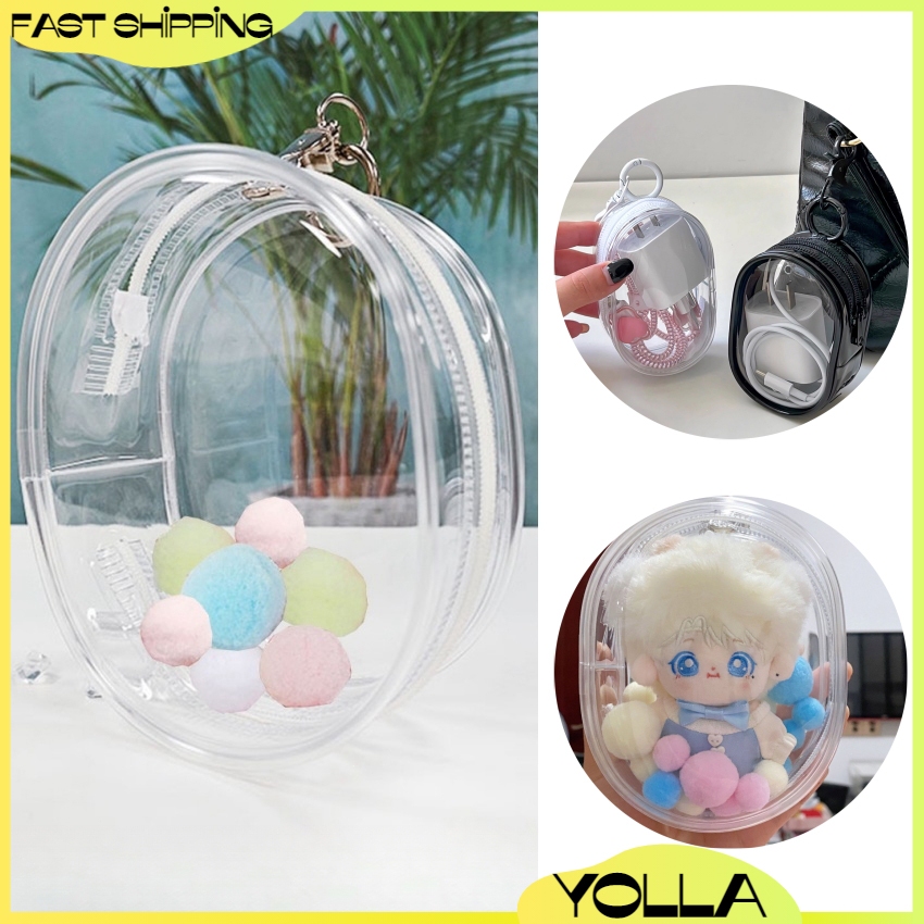 10cm Transparent Pouch Doll Keychain Bag with Zipper PVC Mini Doll ...