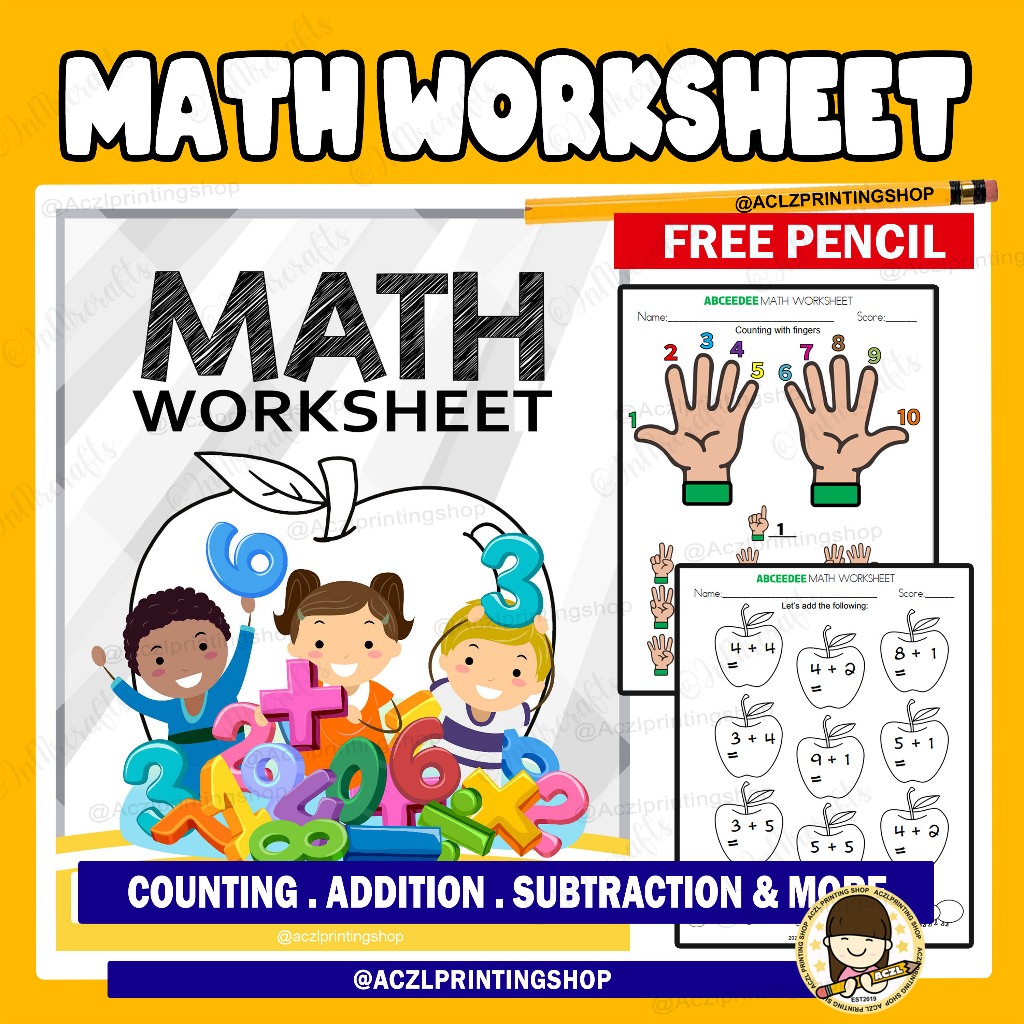 MATH WORKSHEET for early learners with free pencil - ACZLPRINTINGSHOP ...