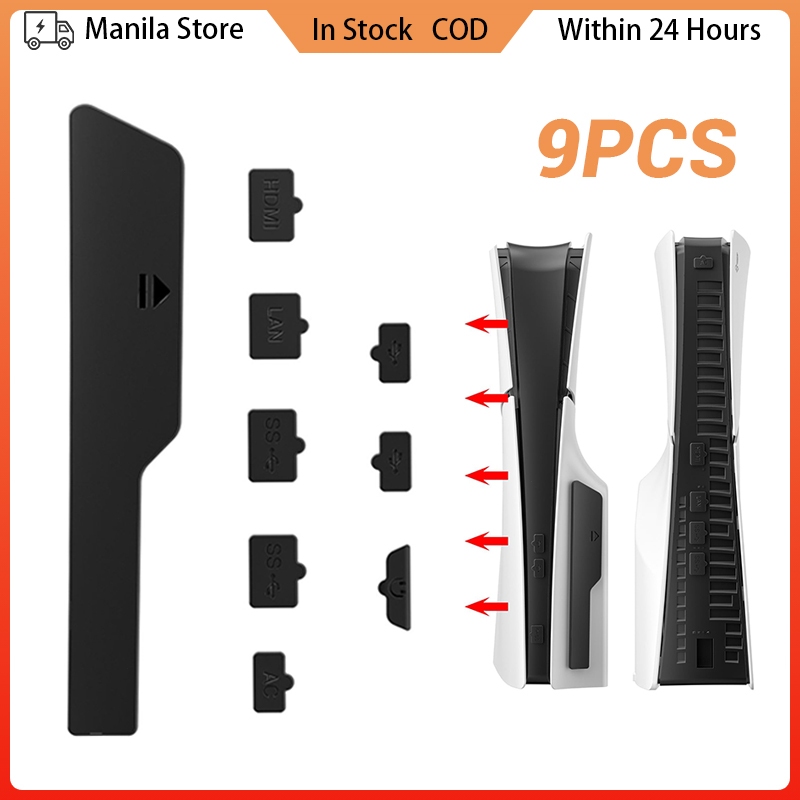 9Pcs Black Dust Plug For PS5 Slim Console Silicone Dust Protector Anti ...