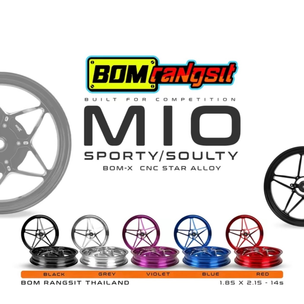 BOM RANGSIT MAGS CNC MIO 110/SPORTY/SOULTY STAR MAGS x14-5 SPOKES ...