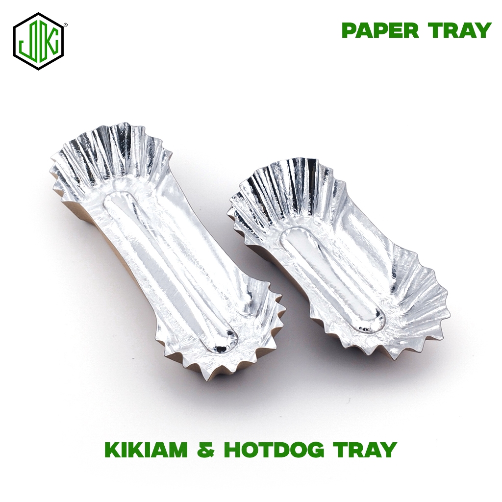 JKM 40pcs Hotdog Kikiam Tray Disposable Silver Laminated Trays | Shopee ...