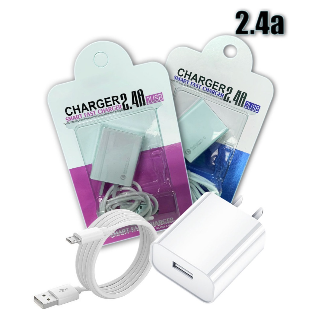 2.4a 2USB Flat Quick Charger Micro V8 Smart Fast Charger | Shopee ...