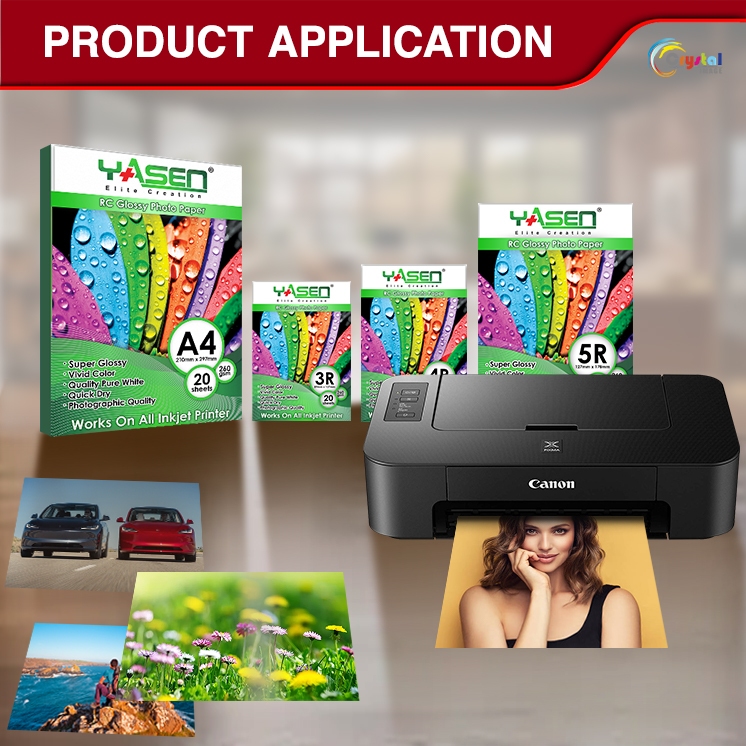 Yasen RC Glossy Photo Paper A4 | 5R | 4R | 3R 20 Sheets 260gsm Premium ...