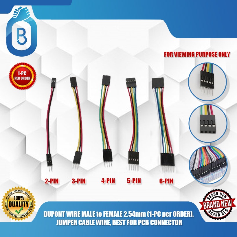 DUPONT WIRE MALE to FEMALE 2.54mm (1-PC per ORDER), JUMPER CABLE WIRE ...