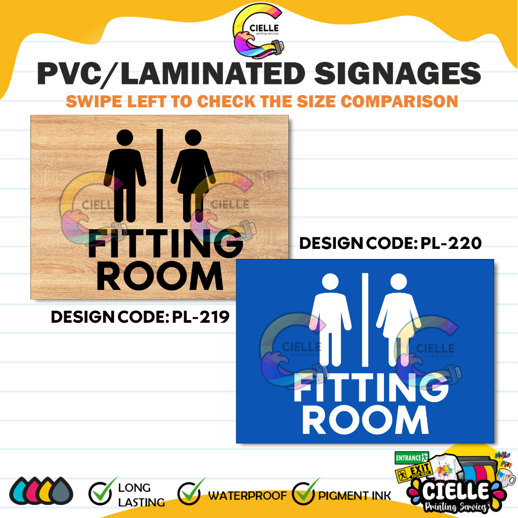 PVC/LAMINATED/STICKER SIGNAGES (PL-219&PL-220) - DRESSING ROOM ...