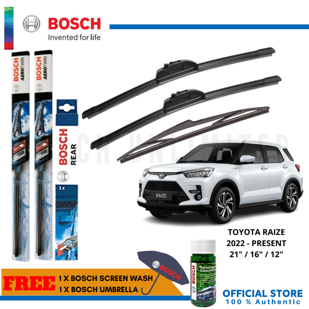 Bosch AEROTWIN Wiper Blade Set for TOYOTA RAIZE 2022 - PRESENT (21/ 16/ 12) | Shopee Philippines