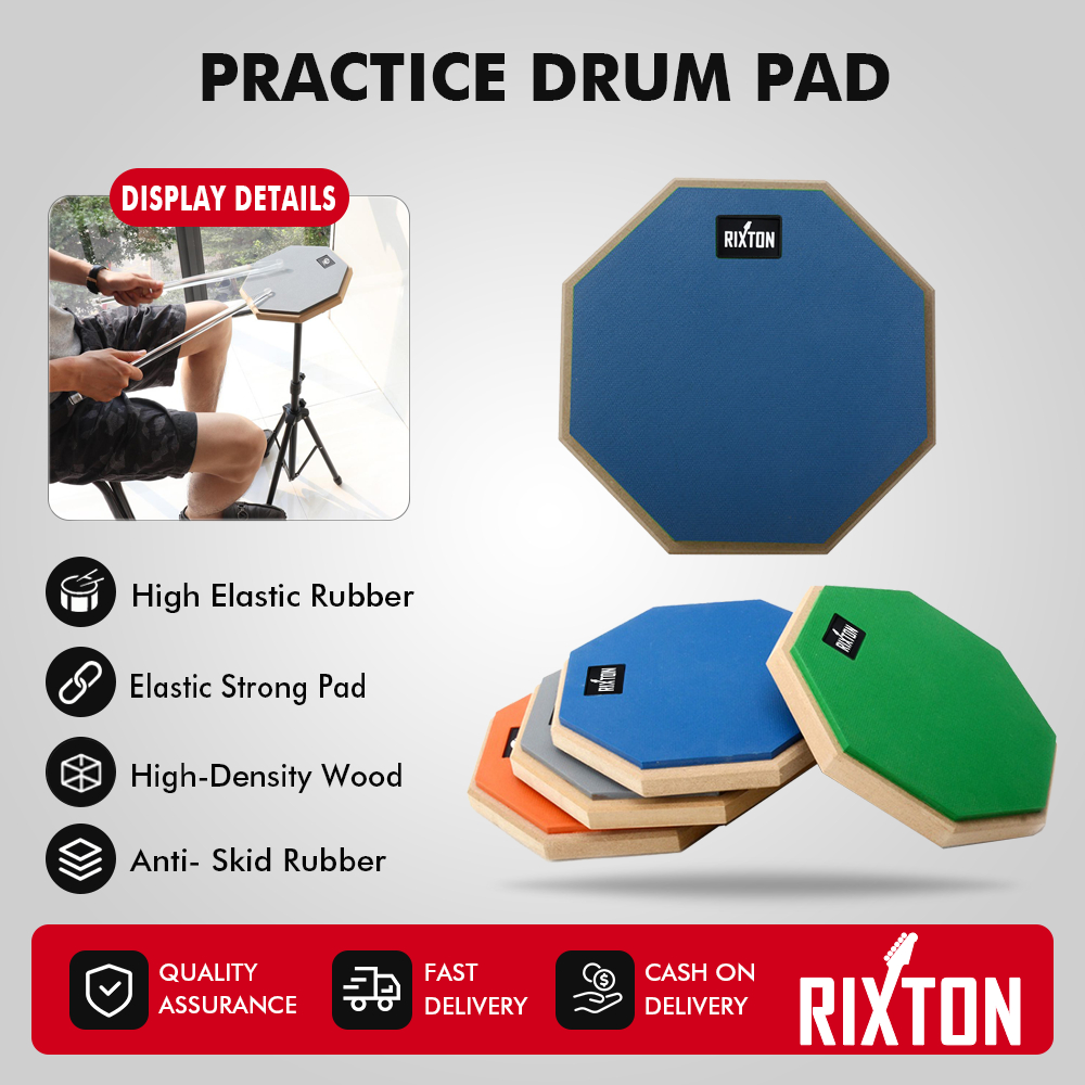 RIXTON 8 Inch Rubber Wooden Dumb Drum Practice Drum Pad Training for ...
