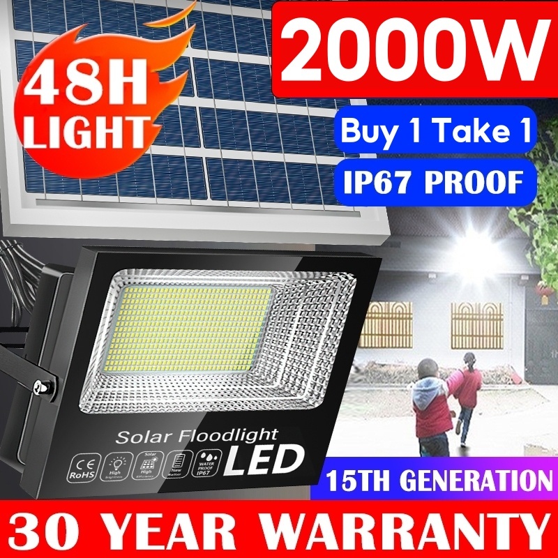 Solar Light 2000W Outdoor Waterproof IP67 Flood Led Street Indoor Lamps ...