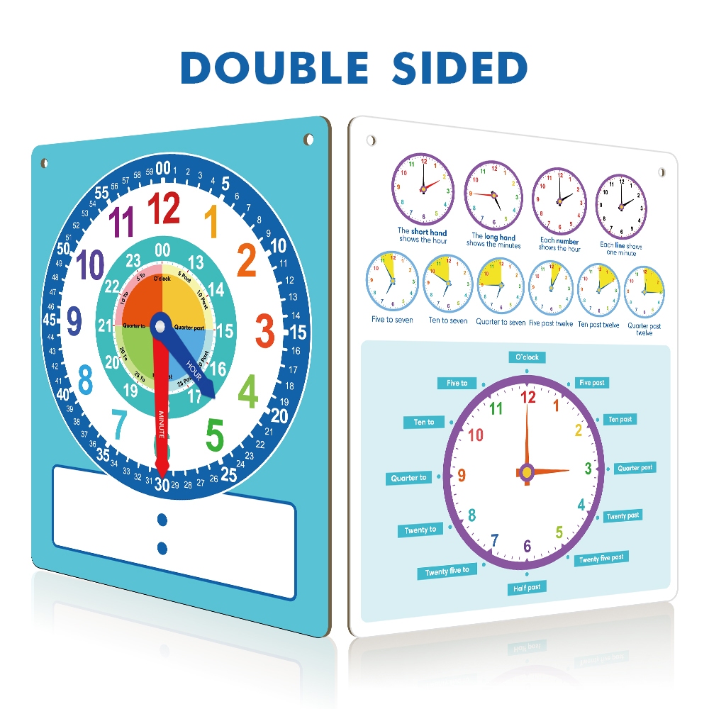 Write & Wipe Demonstration Clocks for Kids Learning Time Minute & Hour ...