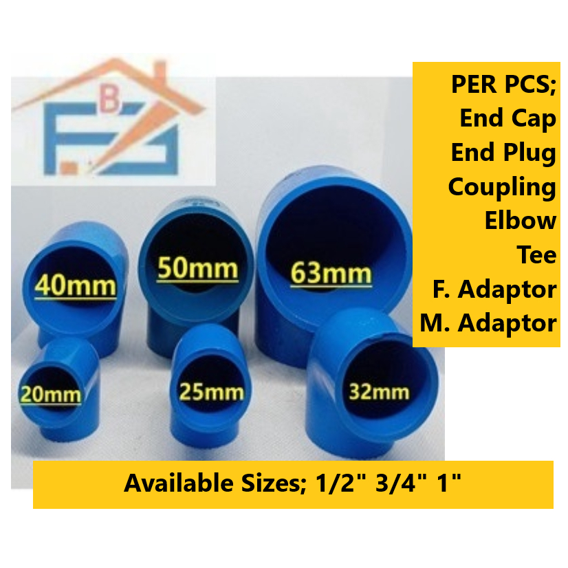CCS PVC Blue Fittings 1/2" to 1" Elbow Tee Coupling Male Adaptor Female ...
