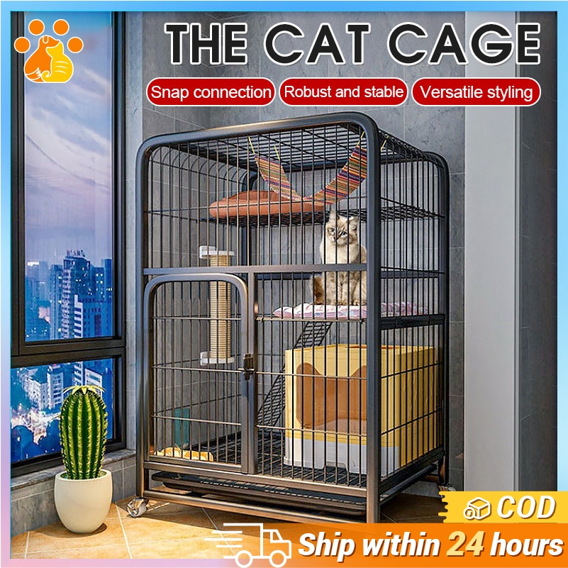 【Sale】Cat Cage 2 Layer with wheels Cat Cage Heavy Duty Thickened Pet ...