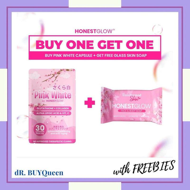 BUY 1 TAKE 1 HONEST GLOW PINK WHITE GLUTATHIONE + COLLAGEN | Shopee ...