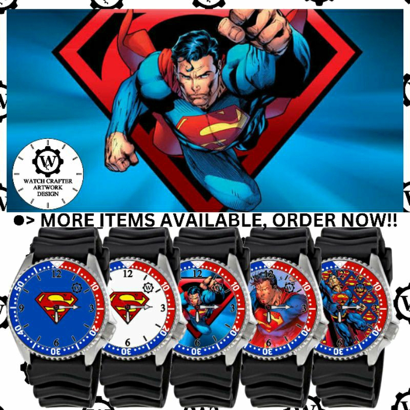 Superman DC Superhero Artwork Analog Rubber Wristwatch WatchCrafter ...