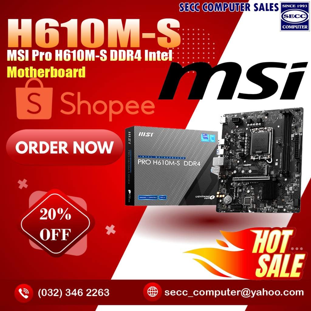 MSI Pro H610M-S DDR4 Intel Motherboard | Shopee Philippines