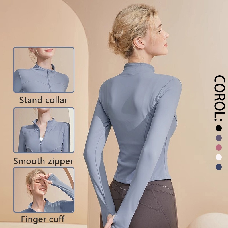 Yoga Jacket Top Workout Women Long Sleeve Yoga Clothes Gym Clothes ...