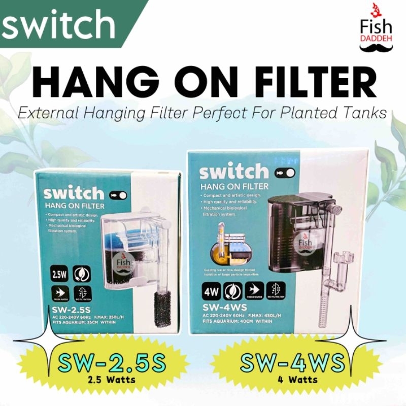 Hang On Filter Hob Switch Aquarium External Hanging Filter SW-2.5S SW ...