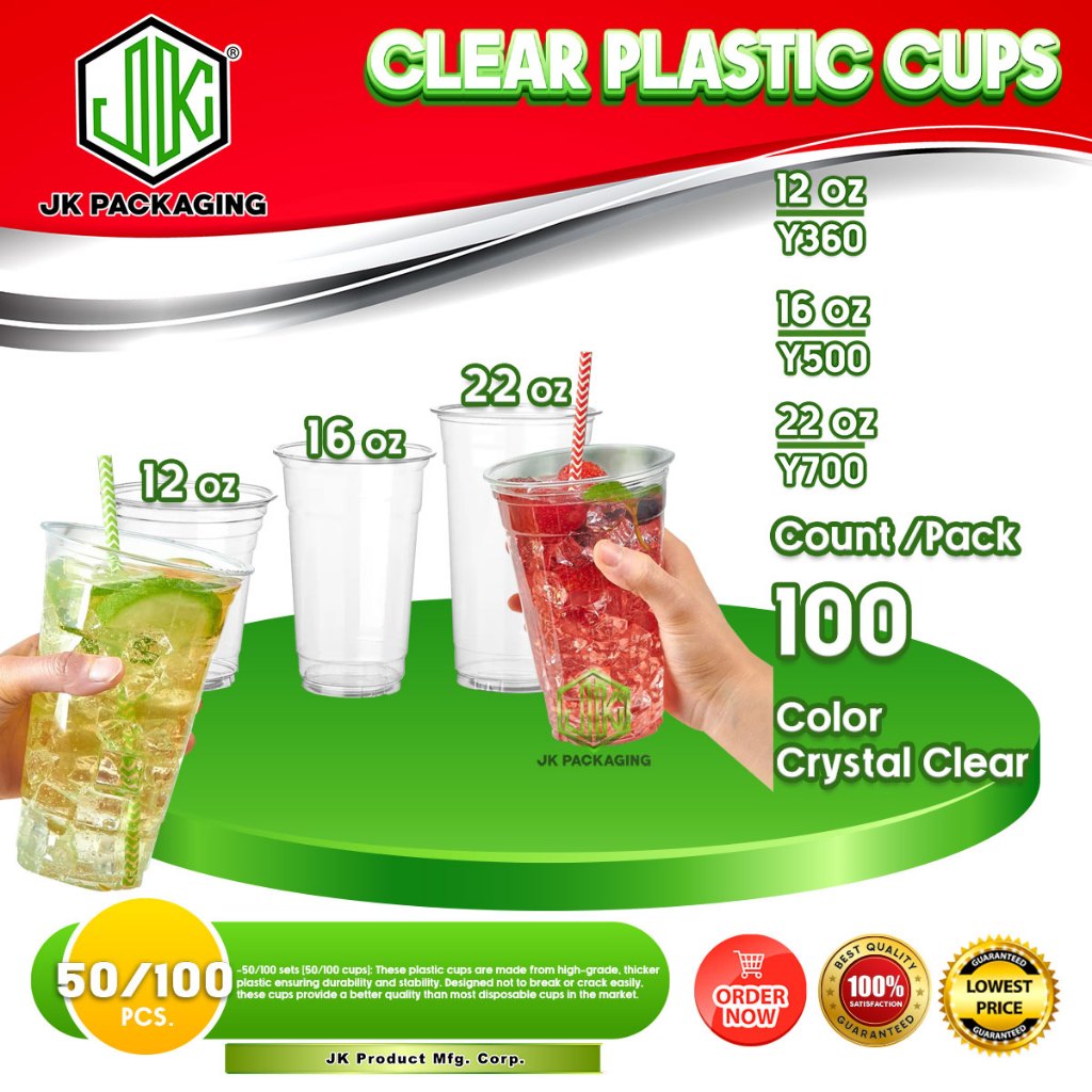 PP Clear Cups M95 | JK PACKAGING [50-100pcs] Plastic PP Flat Y Cup CUPS ...