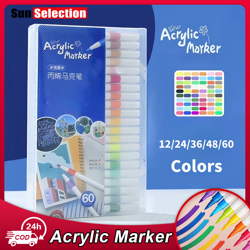 12/24/48/80 Colors Acrylic Marker Pen Waterproof Non Fading Graffiti ...
