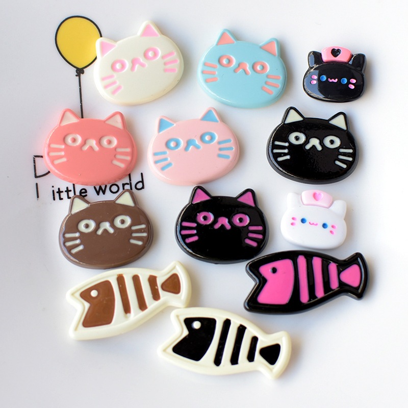 Acrylic cat fish bone Jibbitz Charms Shoe Design Buckle Shoe Decor ...