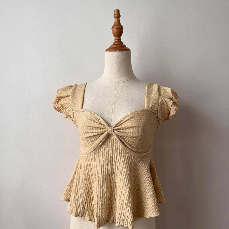 Barbara Blouse Sexy Ribbon Butterfly Sleeves Design Blouse for Women ...
