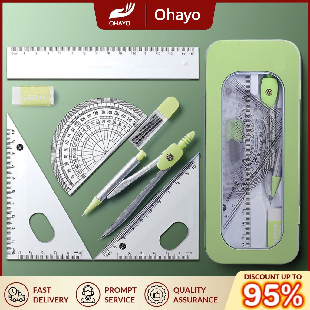7pcs/Set Compasses//Triangle Ruler/Ruler/Protractor Exam Drafting ...