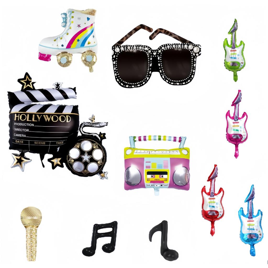 Music Theme Note Microphone Shape Mylar Foil Balloon Decoration ...