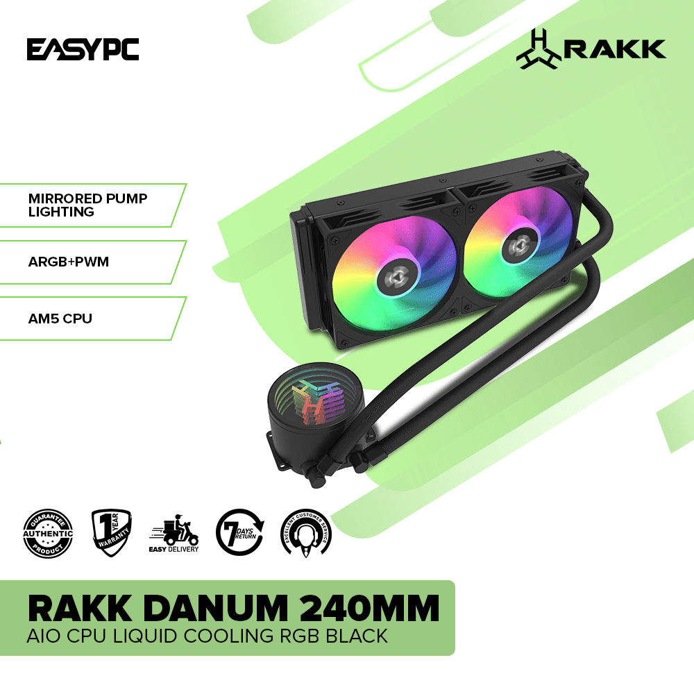 EasyPC | RAKK DANUM 240MM AIO CPU Liquid Cooling RGB Black and White ...
