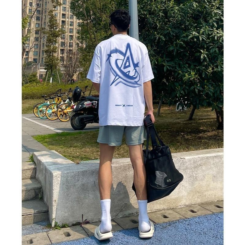 American hiphop hiphop letter print short sleeve men trend street ...