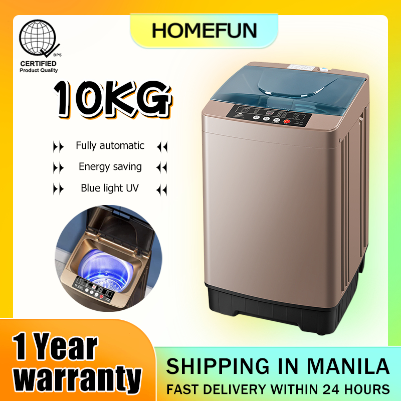 HOMEFUN 10KG Fully Automatic Washing Machine、 Blue Light、 With Drying ...