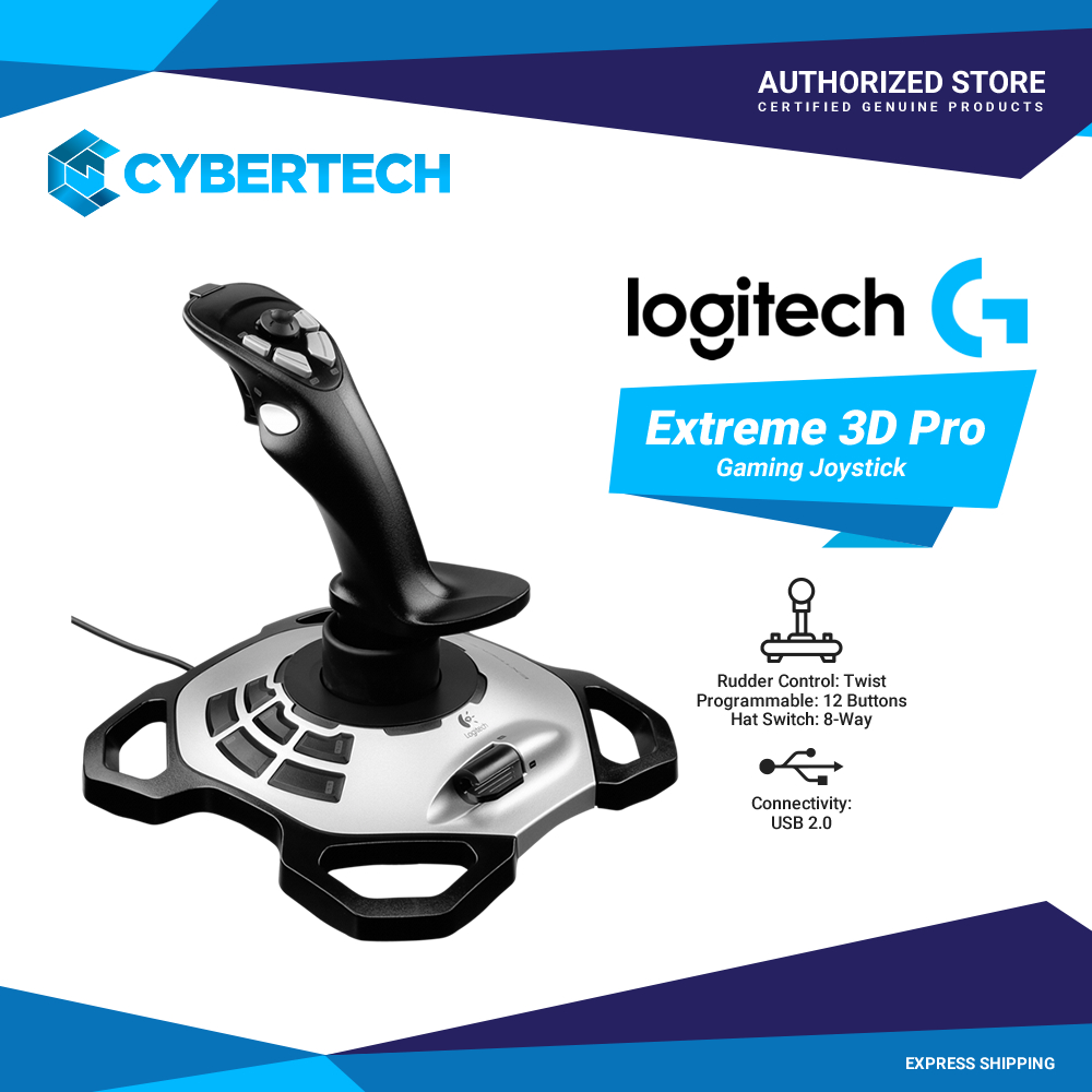 Logitech Extreme 3D Pro Joystick 12 Programmable Buttons 8-Way Hat ...